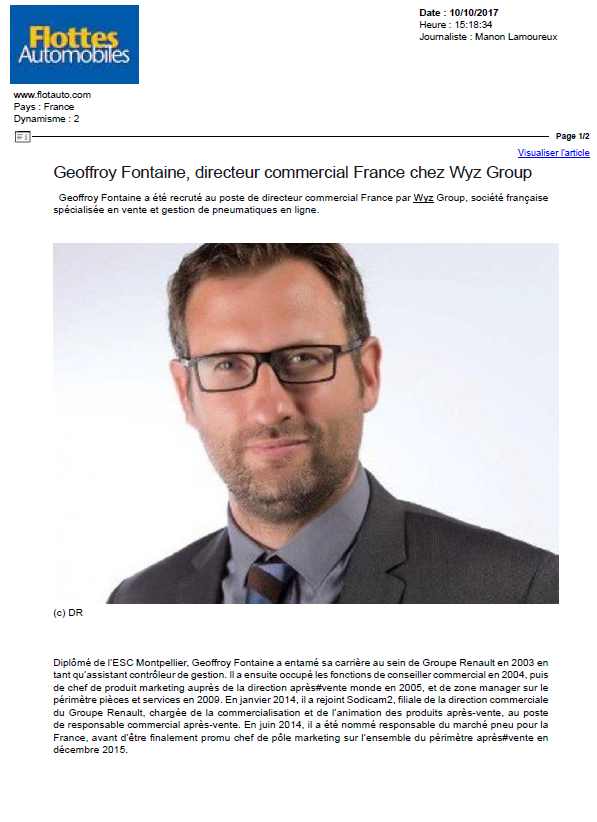 Flotauto.com - Geoffroy Fontaine nommé directeur commercial France de ...