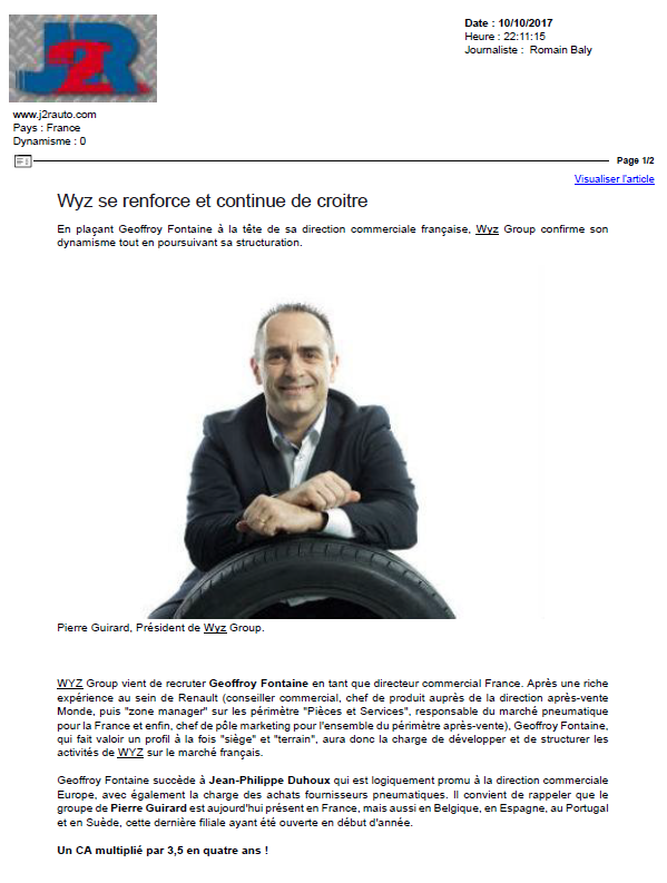 J2Rauto.com - Geoffroy Fontaine nommé directeur commercial France de ...