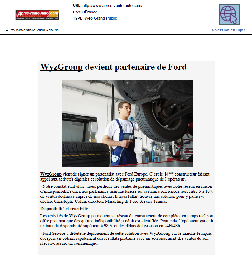 AprèsVenteauto.com - WYZ Group devient partenaire de Ford | WYZ Group ...