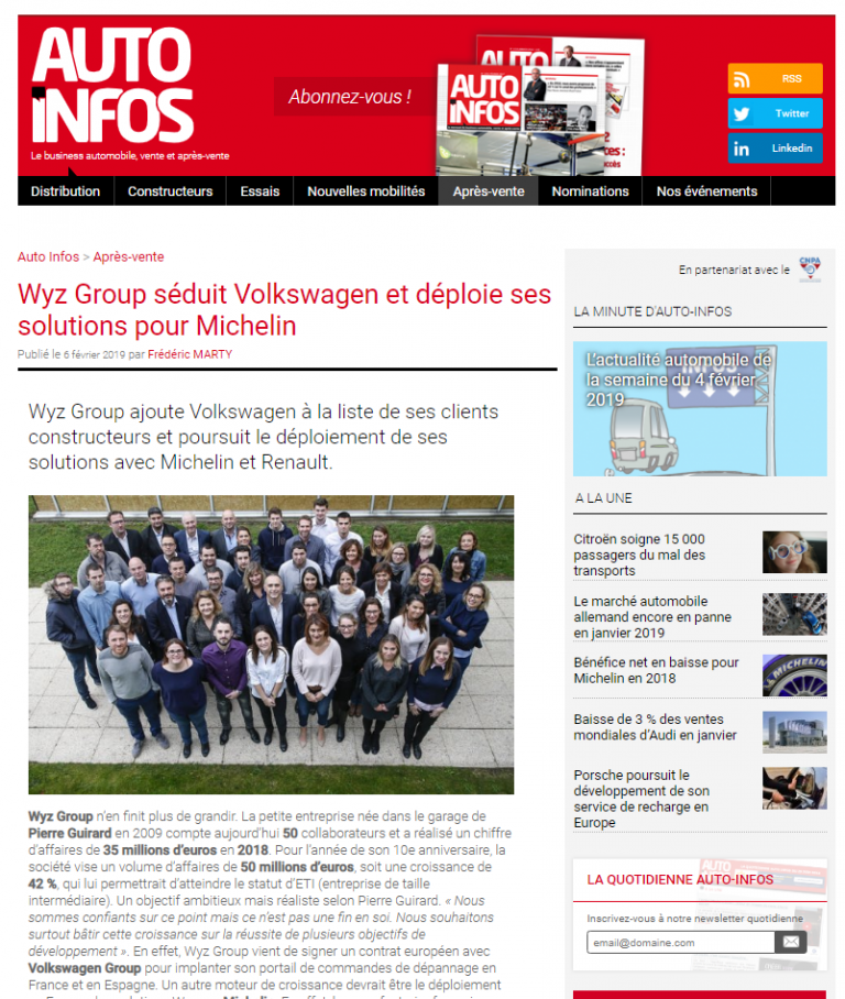 Auto Infos - WYZ Group wins over Volkswagen and deploys its solutions ...